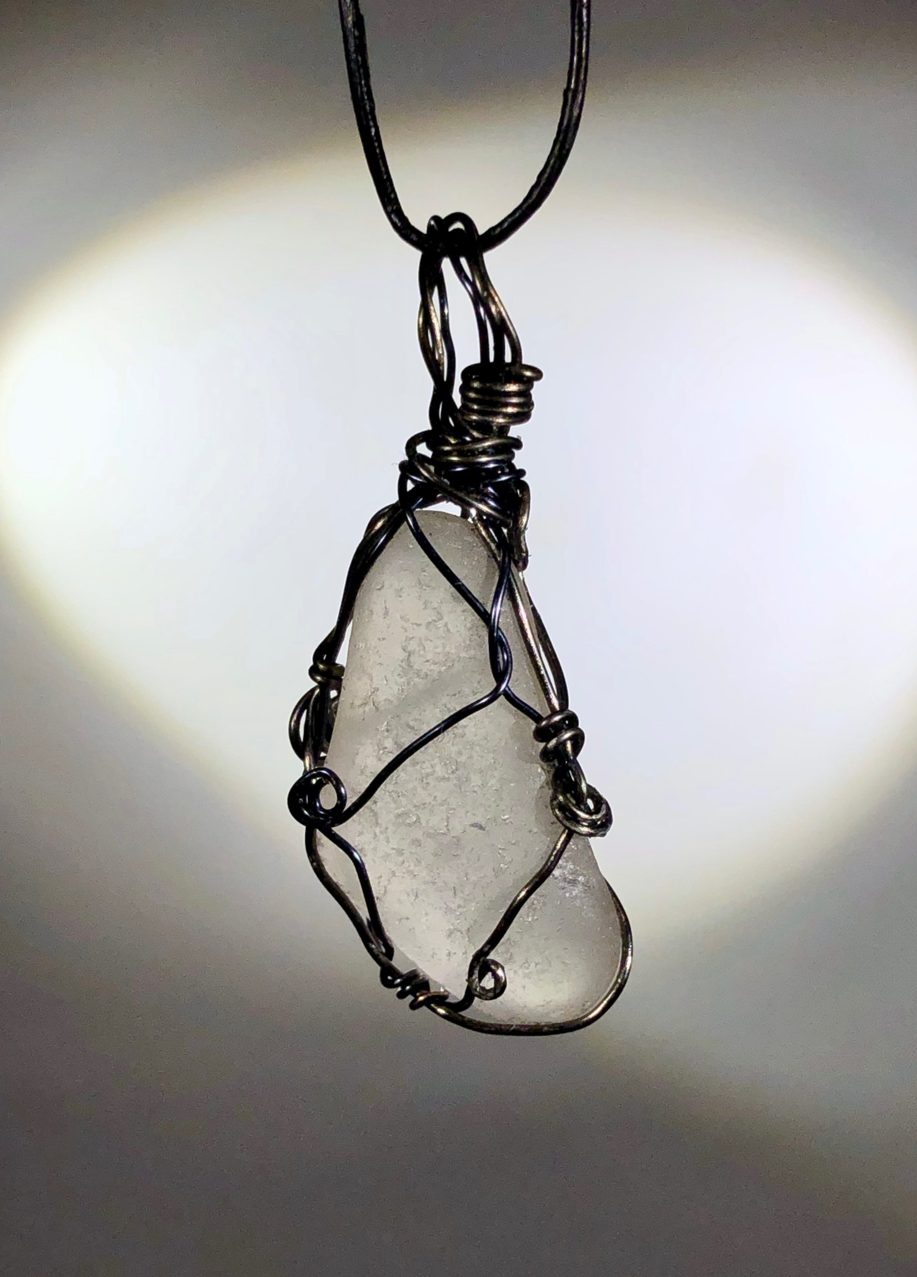 White Sea Glass in Whimsical Net - Pacifica Sea Glass