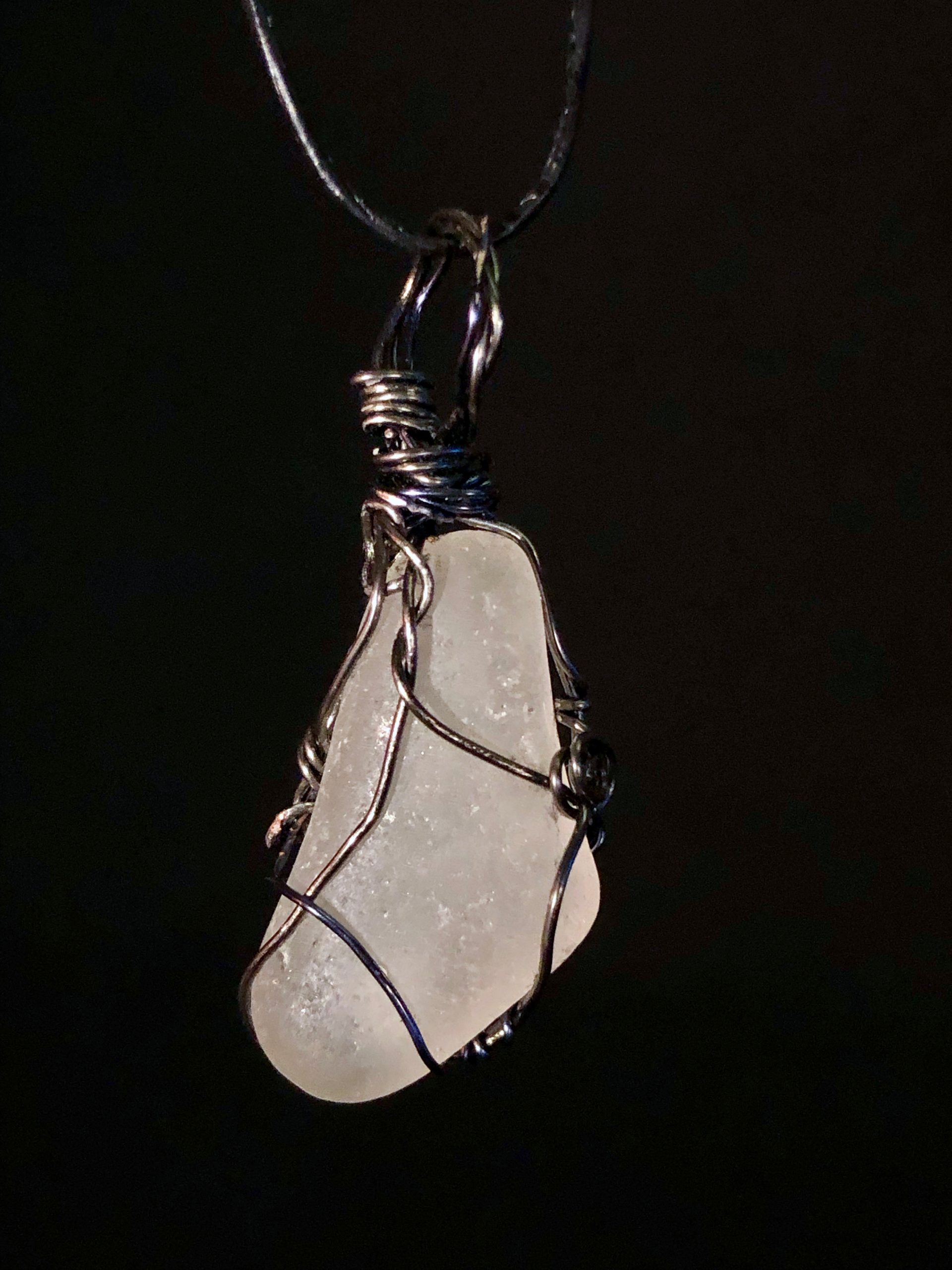 White Sea Glass in Whimsical Net - Pacifica Sea Glass