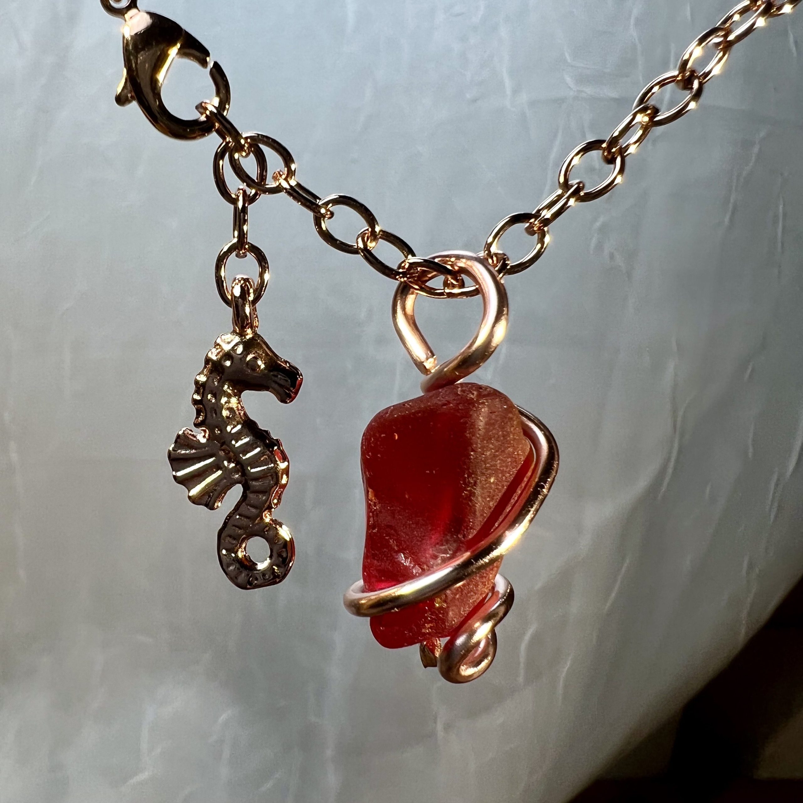 Red UV Sea Glass Pendant - Pacifica Sea Glass