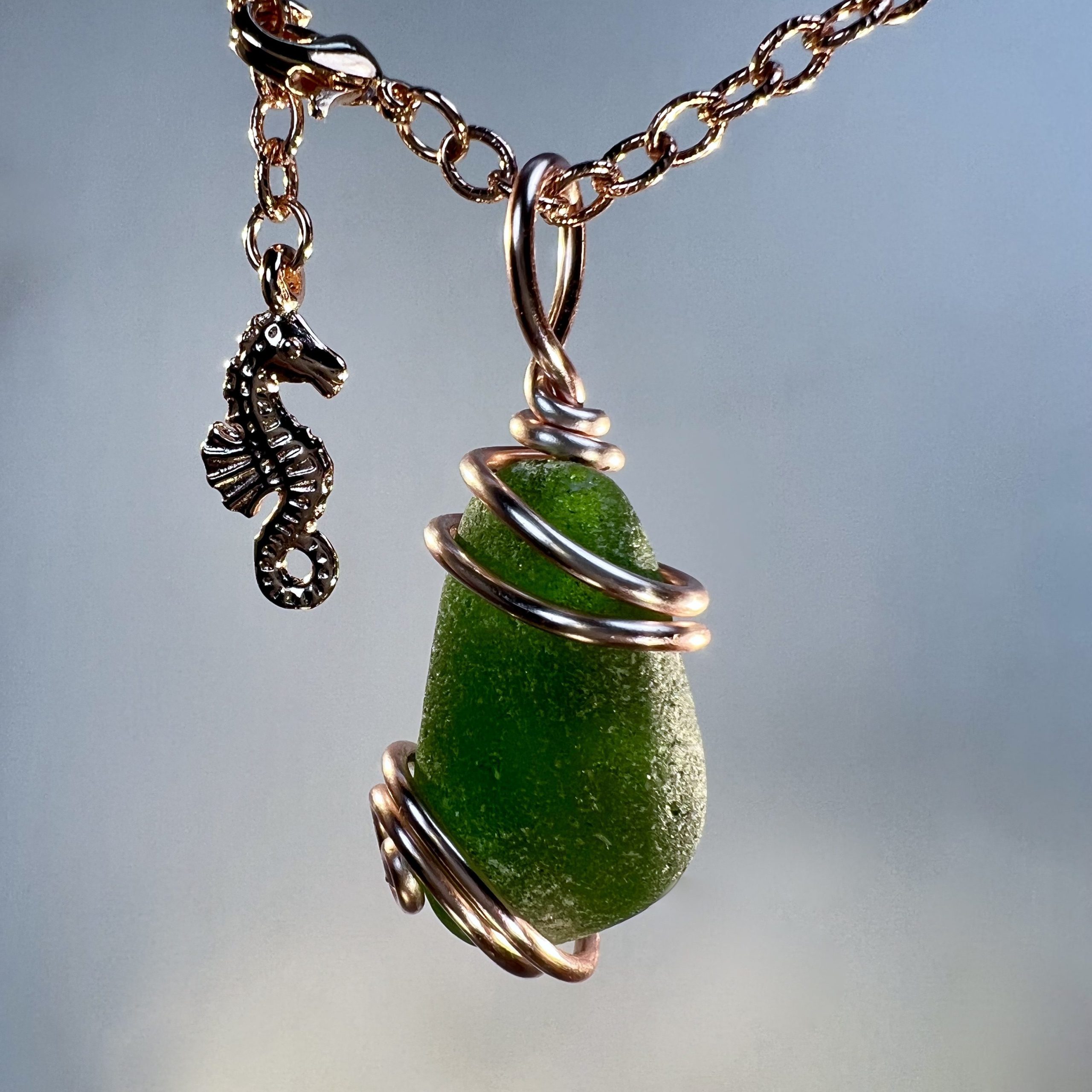 Emerald Green Sea Glass Pendant - Pacifica Sea Glass