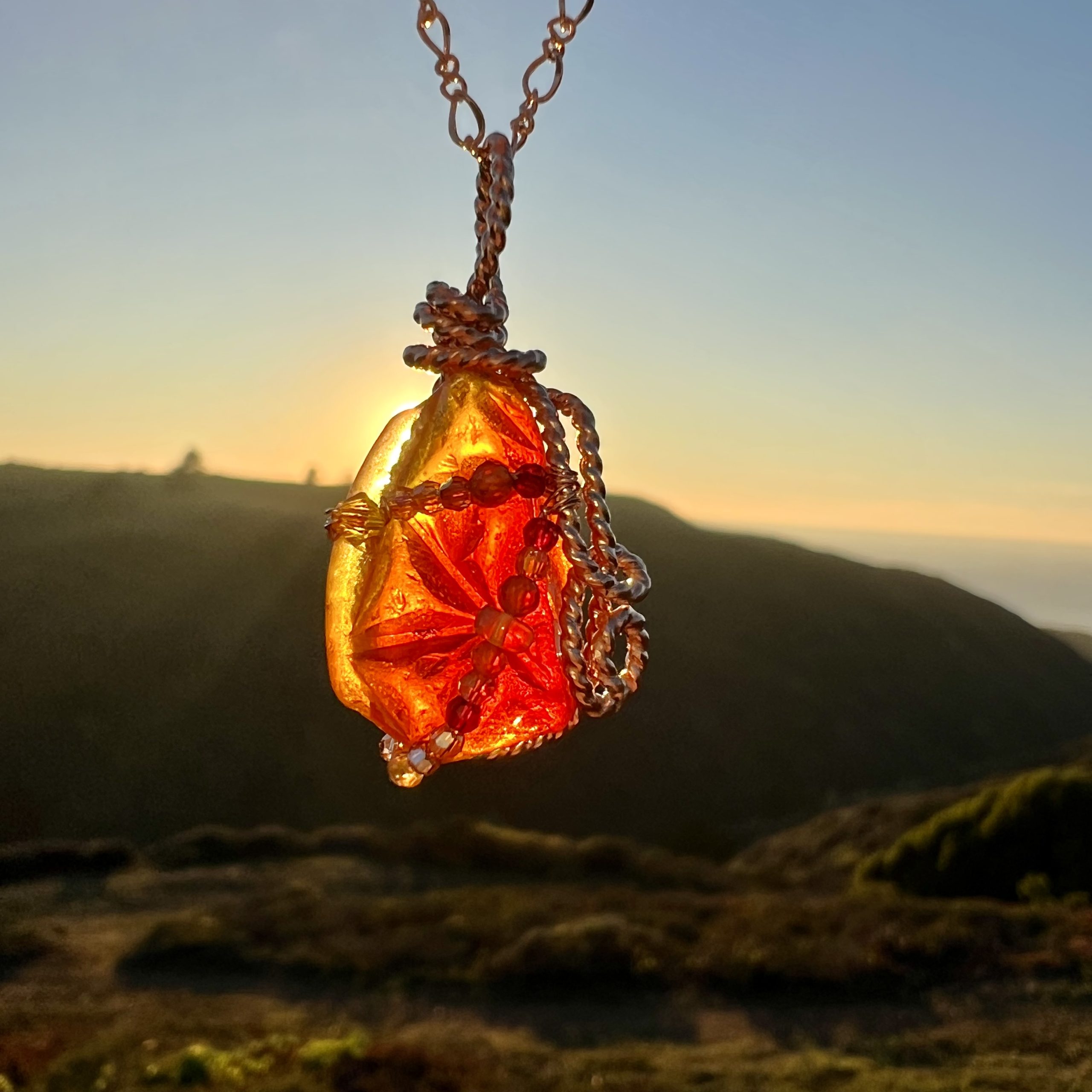 Amberina Sea Glass Pendant - Pacifica Sea Glass