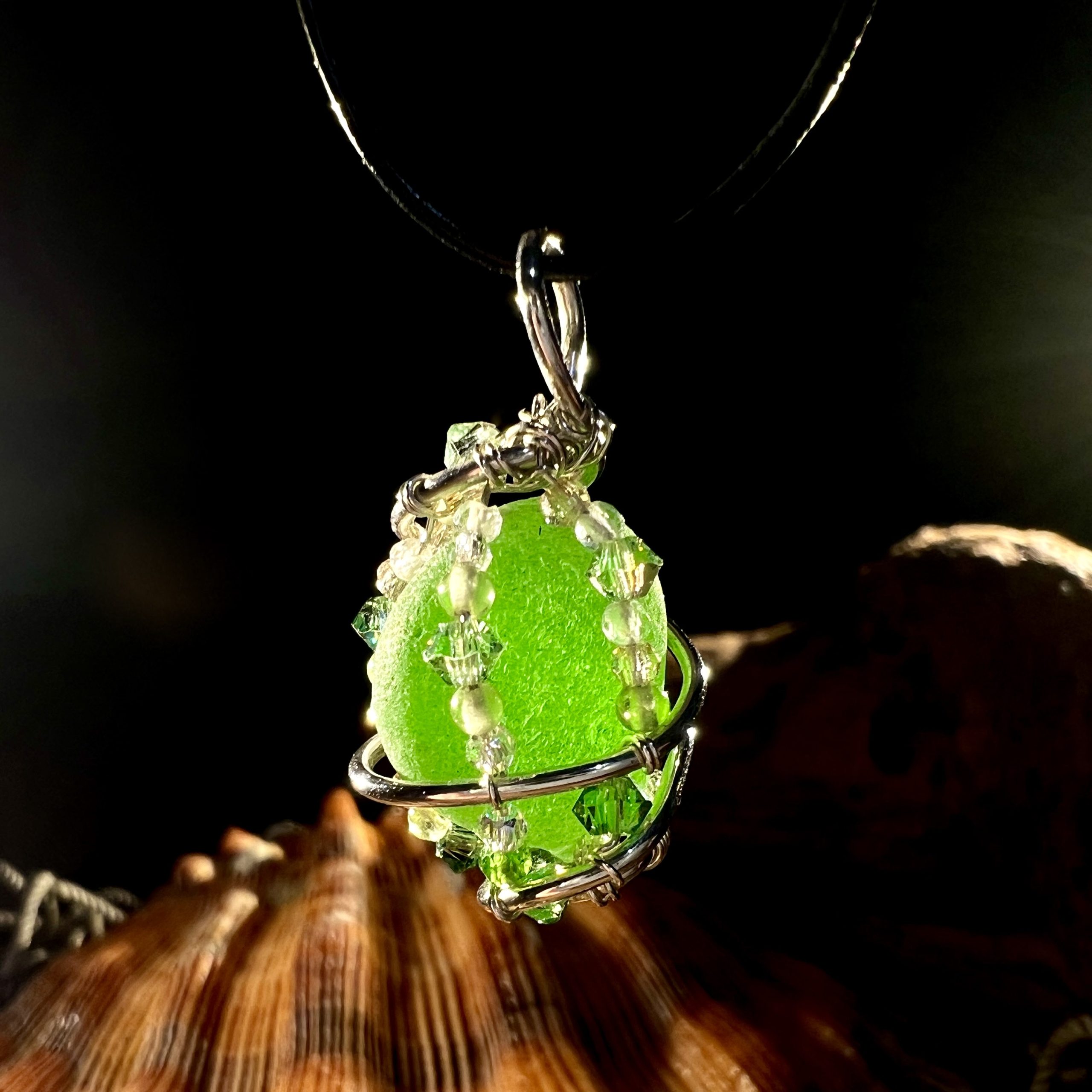 Green Mini Bling Pendant - Pacifica Sea Glass