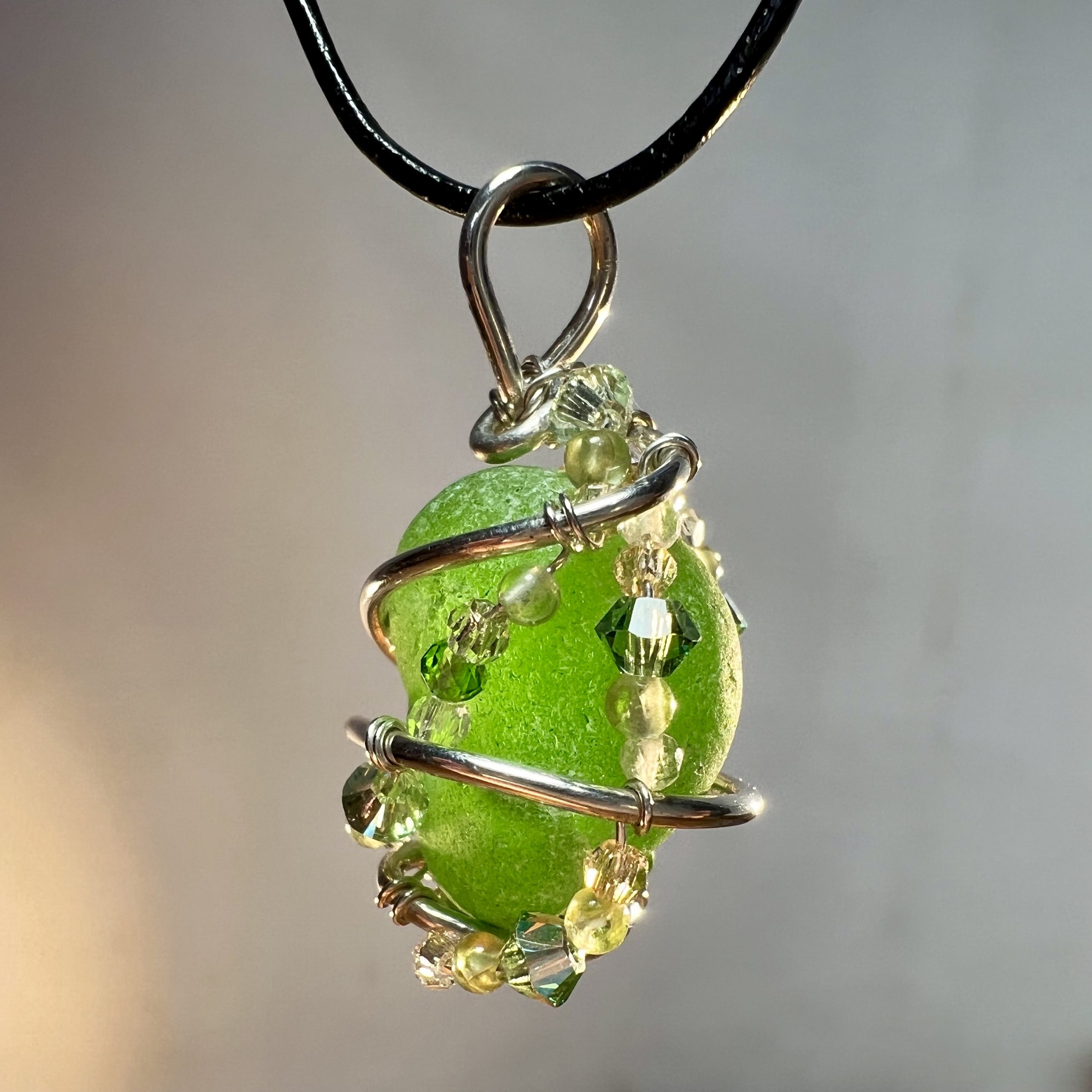 Green Mini Bling Pendant - Pacifica Sea Glass
