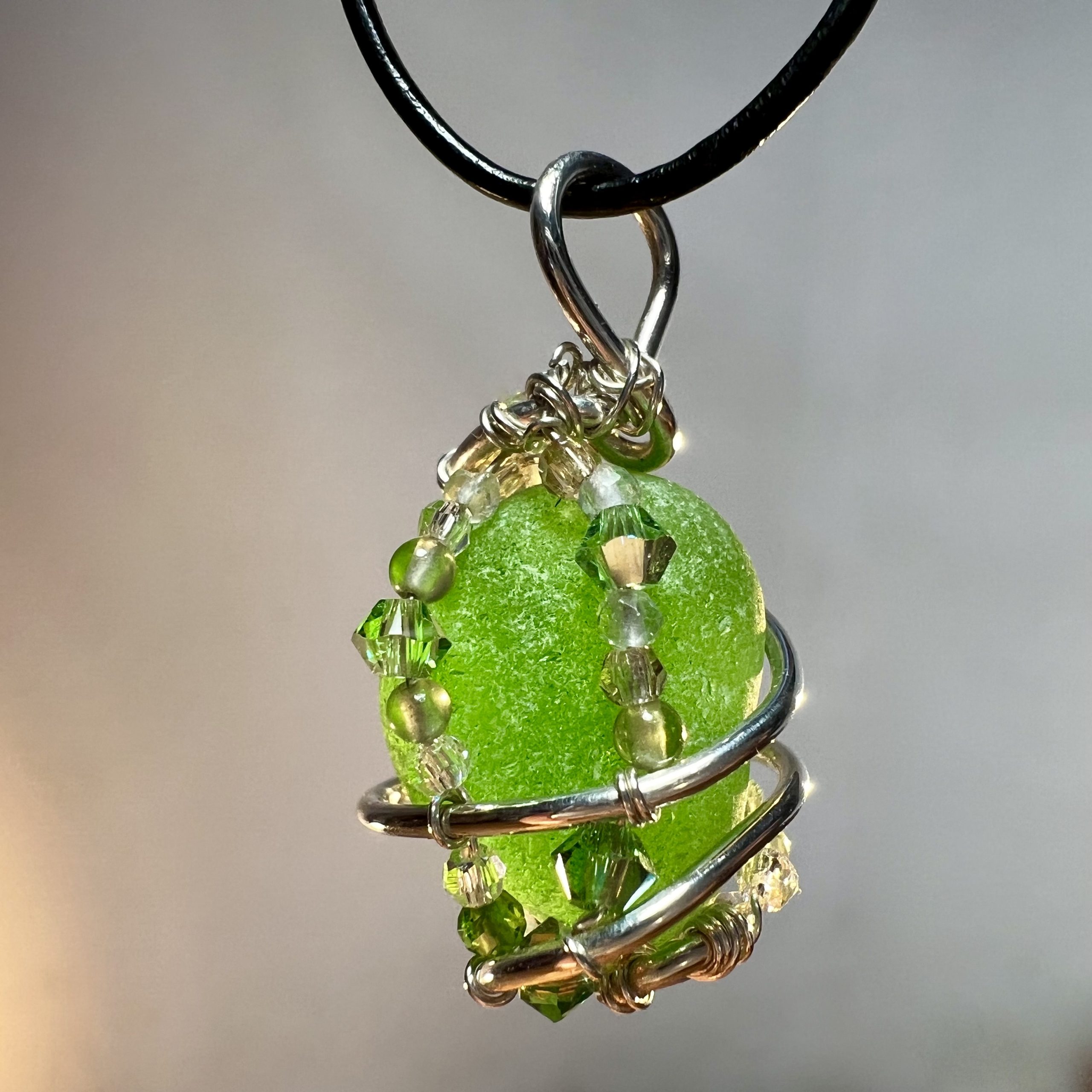 Green Mini Bling Pendant - Pacifica Sea Glass