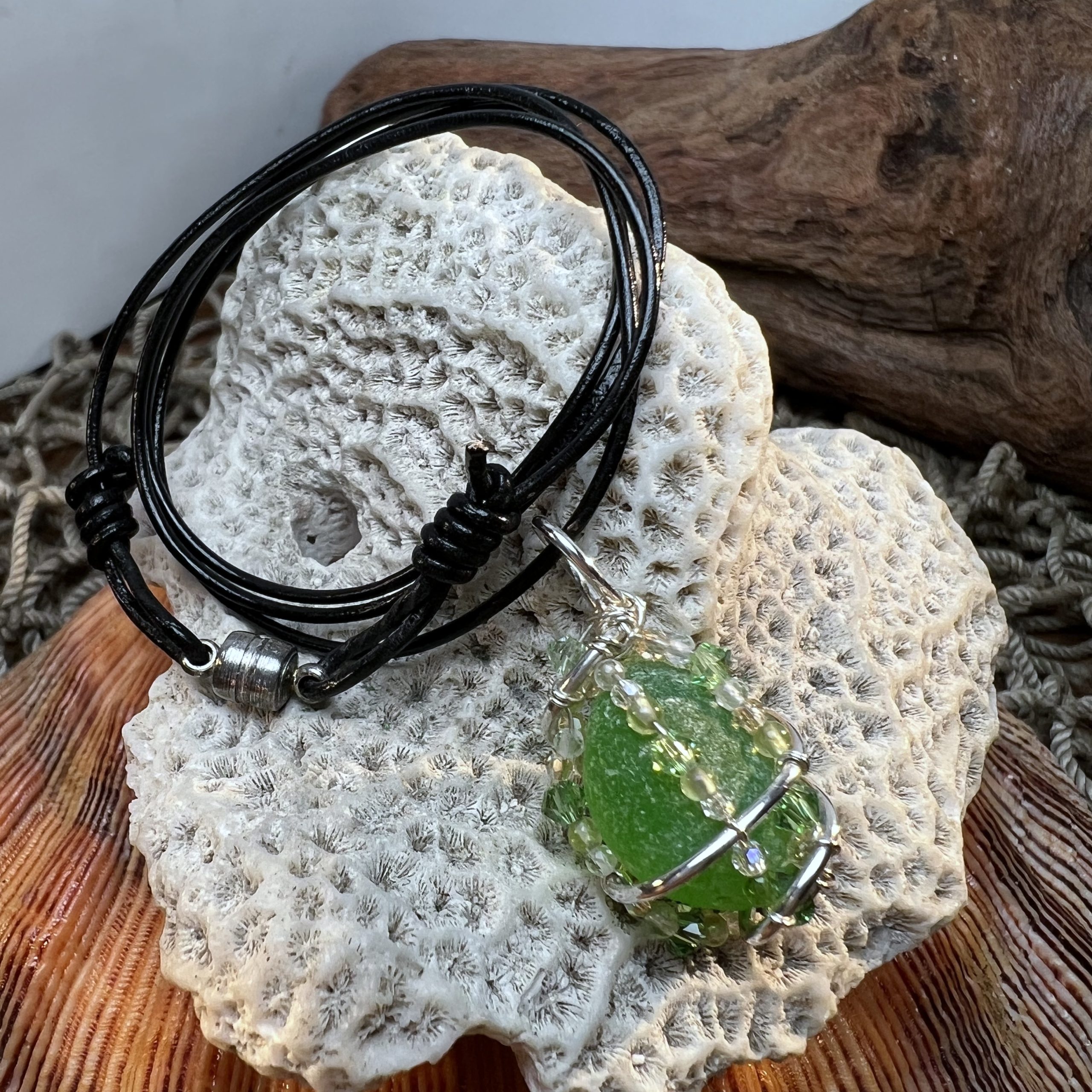 Green Mini Bling Pendant - Pacifica Sea Glass