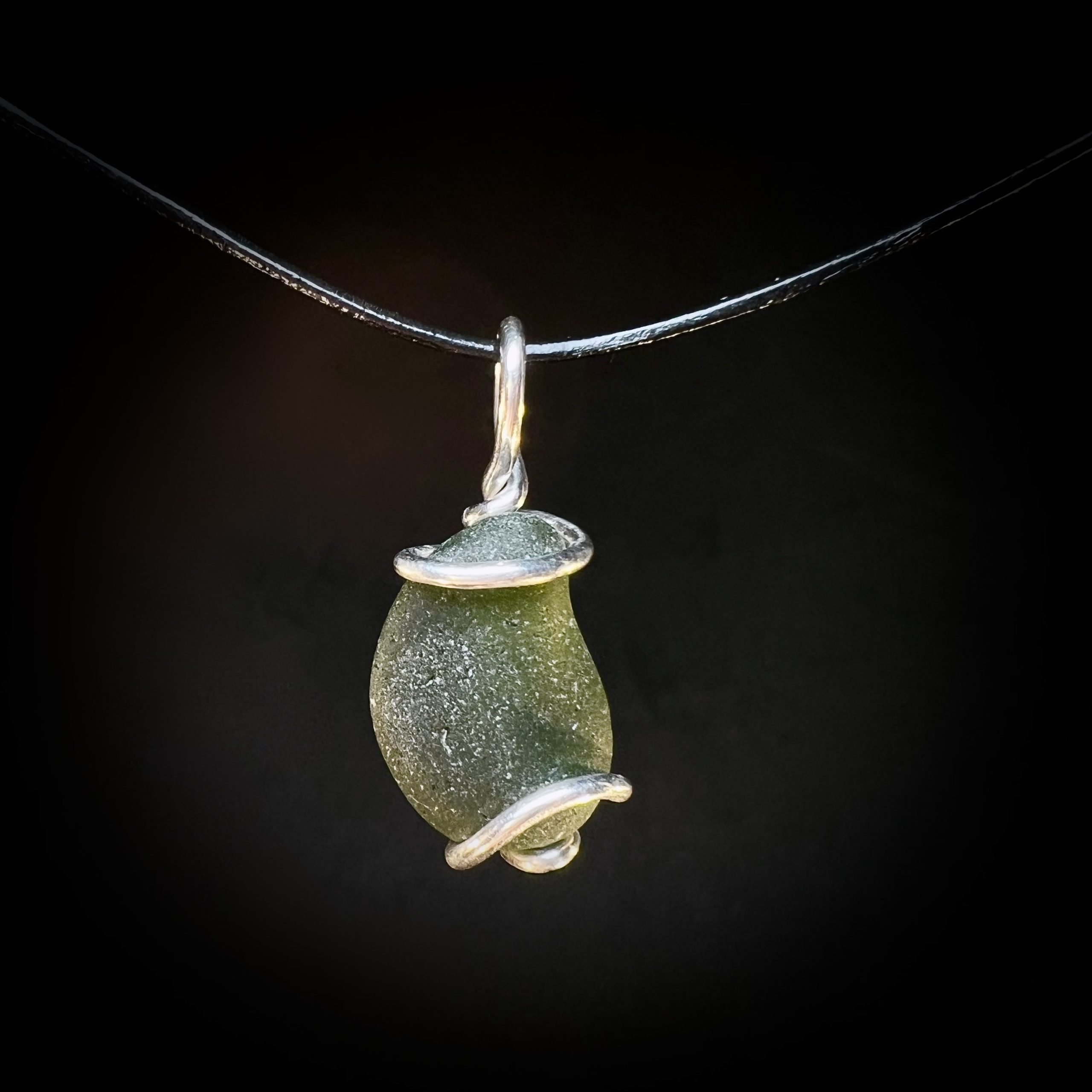 Olive Sea Glass Pendant - Pacifica Sea Glass